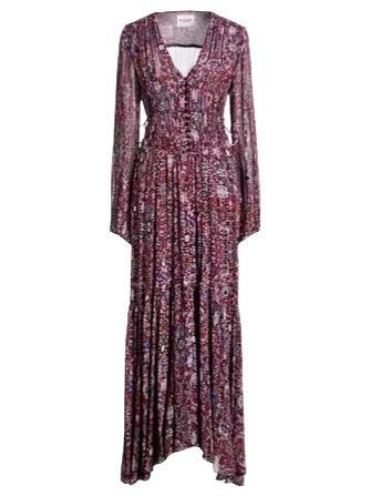 Isabel Marant Étoile Printed Long Sleeve V-neck Maxi Dress - Red