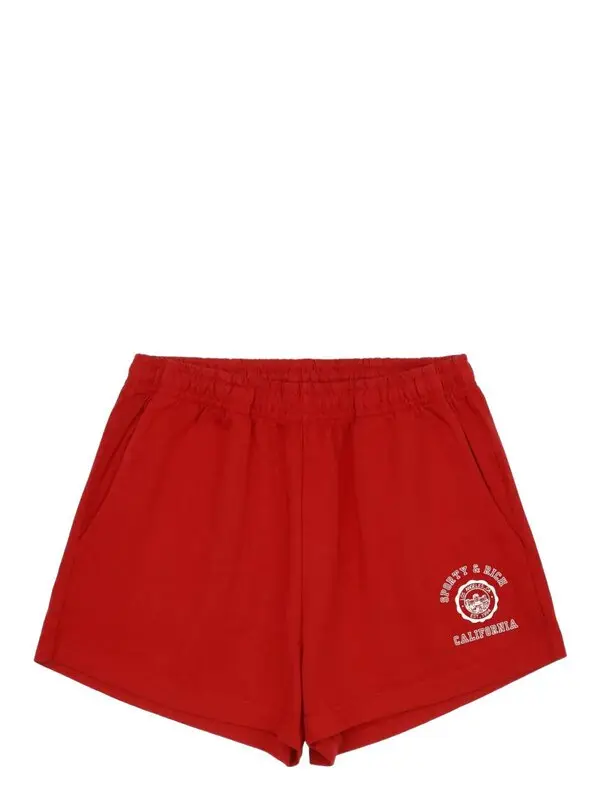 SPORTY  RICH Sporty & Rich Elasticated Logo Shorts - Red