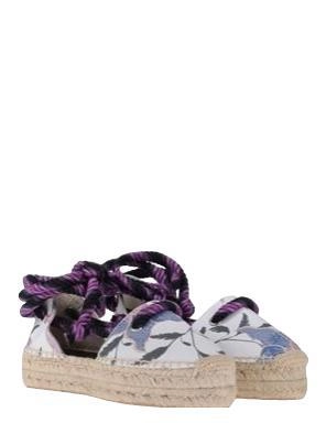 Isabel Marant Étoile Floral Print Canvas Ankle Strap Wedge Espadrilles - Nude