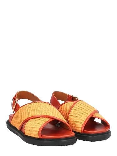 Marni Slingback Sandals With Raffia Detailing - Multicolor