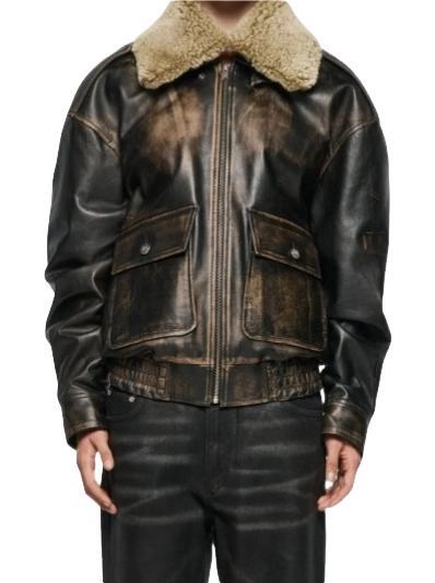 MISBHV Front-pocket Leather Jacket - Black