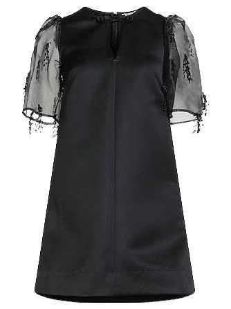 GANNI Mini Dress With Appliqués And Bow Detail - Black