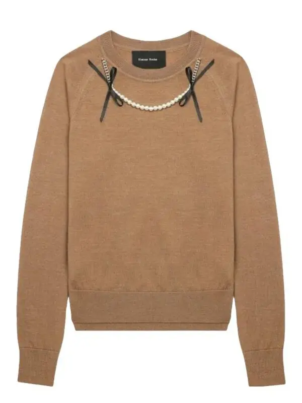 Simone Rocha Embellished Raglan-sleeve Sweater - Brown