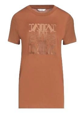 Max Mara Crewneck T-shirt With Tonal Print - Brown