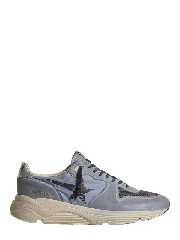 GOLDEN GOOSE Running Sole Sneakers In Nylon And Nubuck - Light Blue