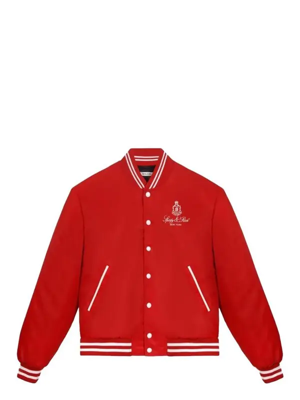 SPORTY  RICH Vendome Embroidered Varsity Jacket - Red