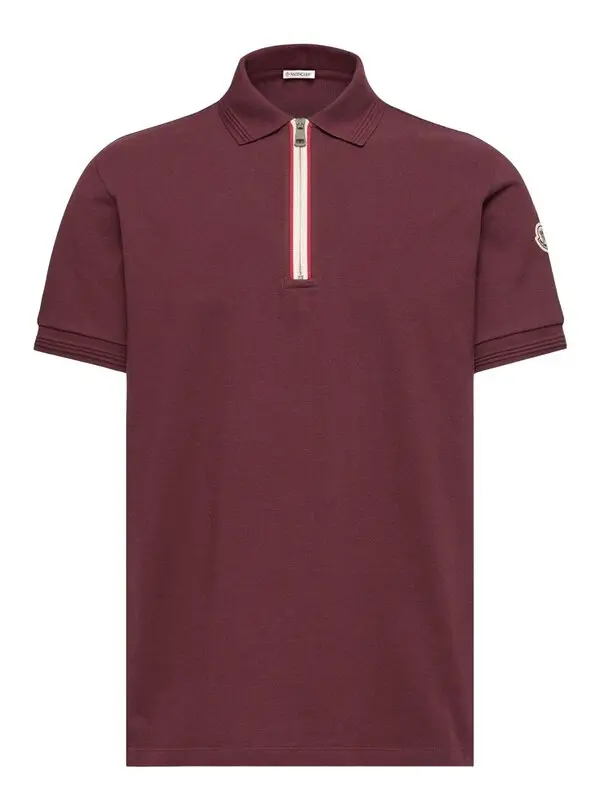 Moncler Tricolor-trimmed Cotton Polo Shirt - Red