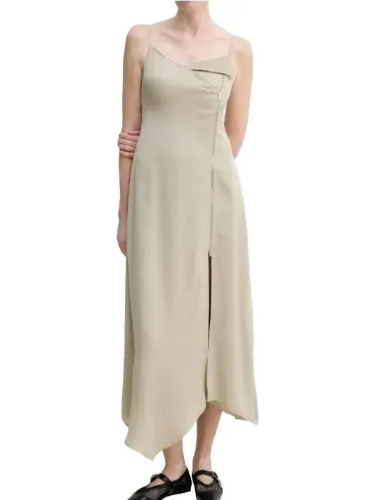 Nanushka Asymmetric Zip-up Dress - Nude