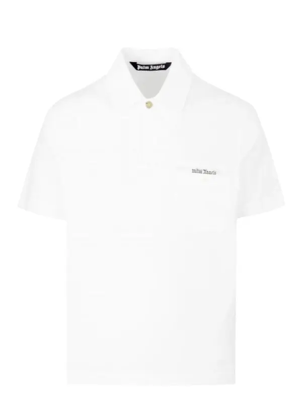 Palm Angels Sartorial Tape Logo Detailed Polo Shirt - White