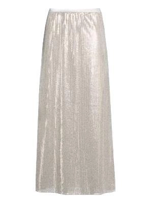MAXCO. Max&co. Shiny Silver Grid Midi Skirt - Nude