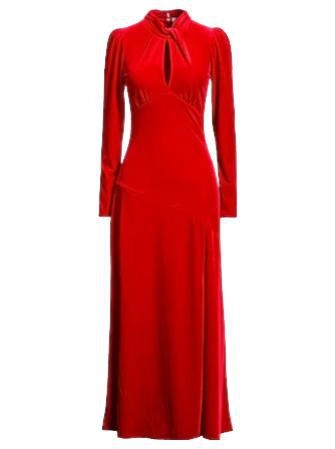 GANNI Velvet Dress With Appliqués And Crystals - Red