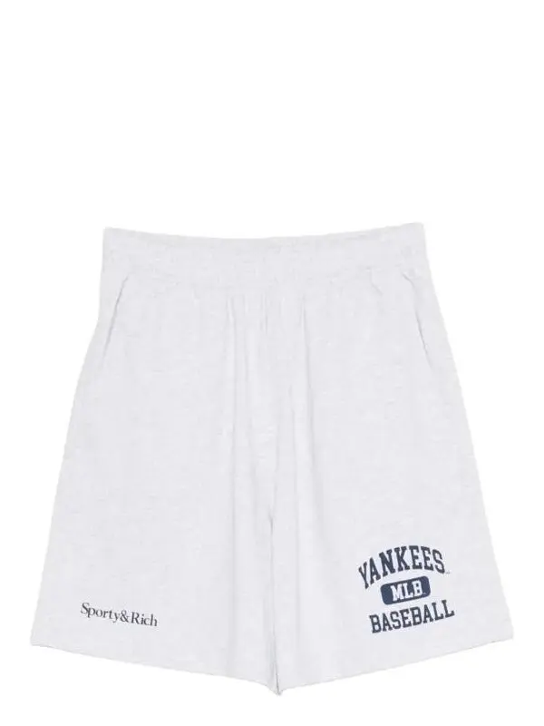 SPORTY  RICH Sporty & Rich X New York Yankees Knee-length Cotton Shorts - White