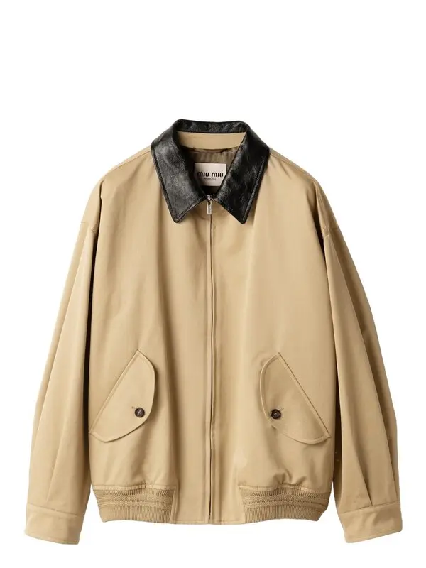 Miu Miu Chino And Leather Bomber Jacket - Cord