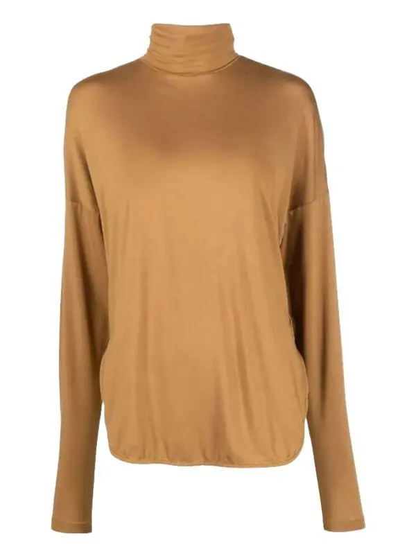 Eleventy High Neck Long Sleeve Top - Nude