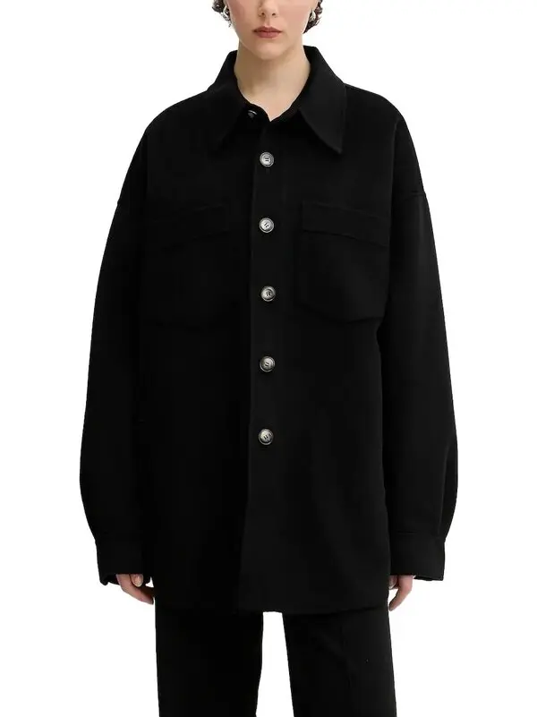 Nanushka Wool-silk Blend Button-fastening Shirt Jacket - Black
