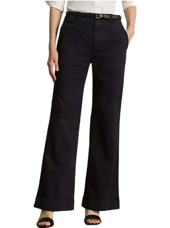 Ralph Lauren Cotton Chino Flared Trousers - Black