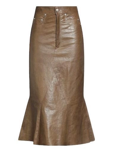 Rick Owens Leather A-line Skirt - Brown