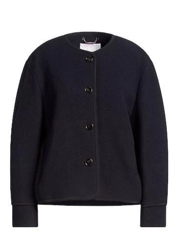 Chloé Round Neck Single-breasted Coat - Black