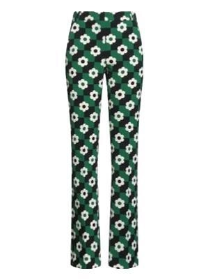 MAXCO. Max&co. Green Check Floral Printed Casual Trousers - Black