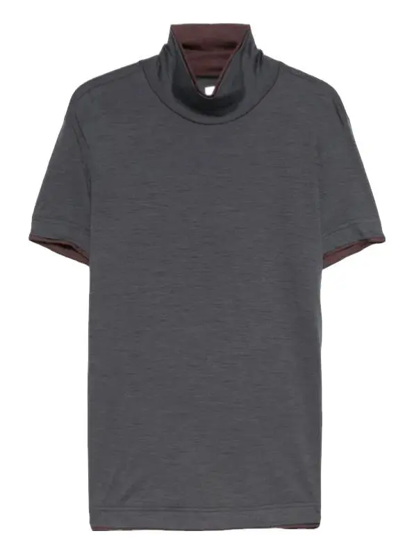 Eleventy High-neck Short-sleeve Top - Black