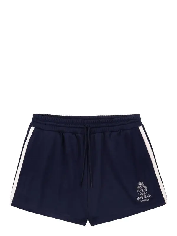 SPORTY  RICH Sporty & Rich Logo-embroidered Side-stripe Shorts - Black