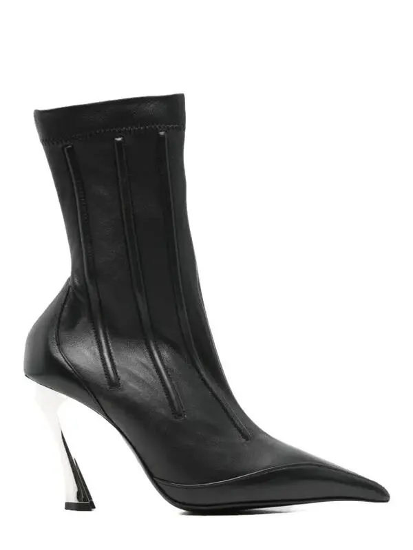 MUGLER 95mm Leather Ankle Boots - Black