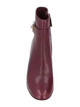 Tory Burch Round Toe Block Heel Leather Ankle Boots - Red