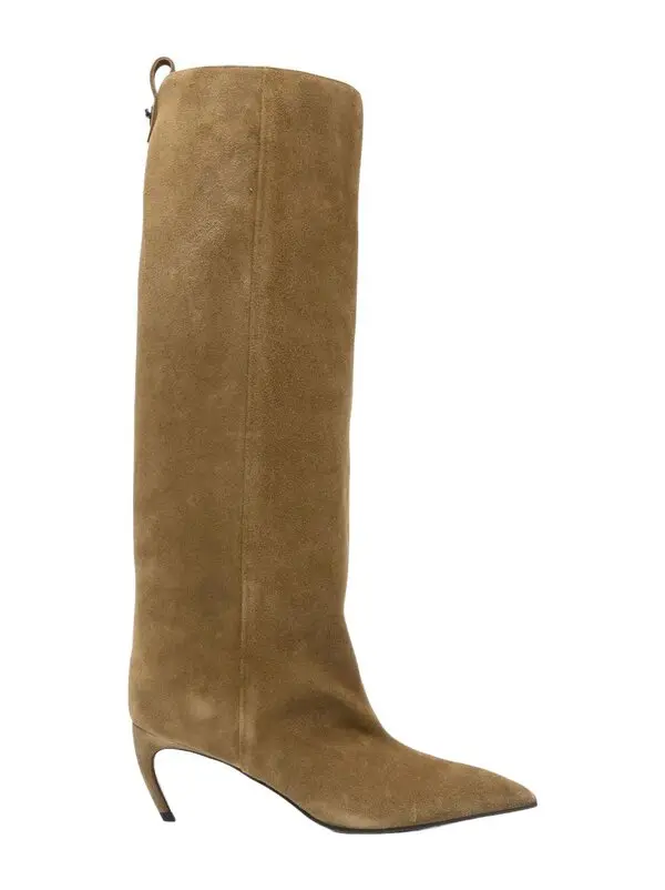 Attico 70mm Sculpted Heel Pointed Toe Leather Boots - No