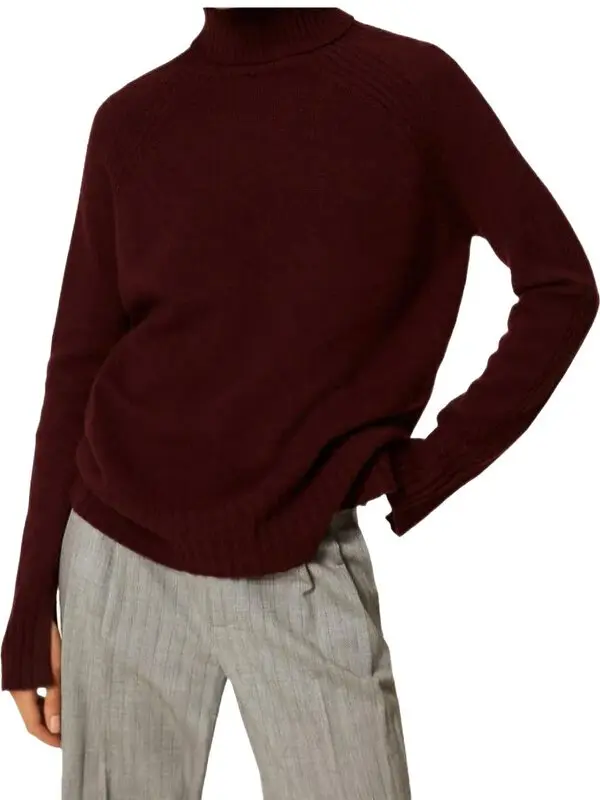 TWINSET High Neck Ribbed Jumper - Brown