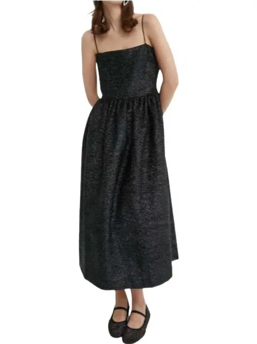 Stine Goya Square Neck Midi Dress - Black