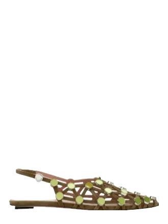 Attico Embellished Caged Sandals - Green