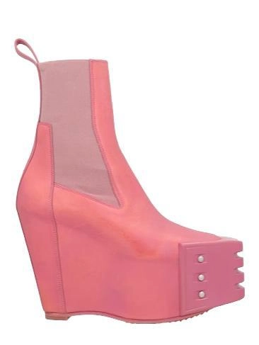 Rick Owens Casual Platform Leather Boots - Pink