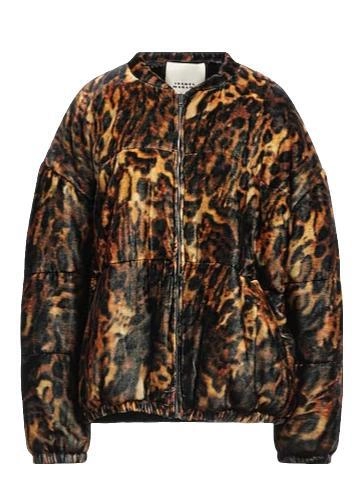 Isabel Marant Étoile Leopard Print Velvet Padded Coat - Black