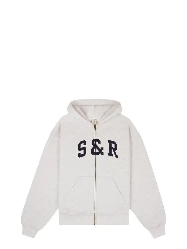 SPORTY  RICH Sporty & Rich Logo Zip Hoodie - Grey