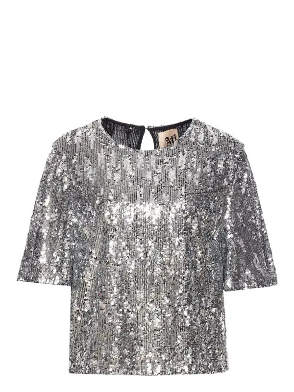 ANIYE BY Sequin Embellished Short-sleeve Top - Gray