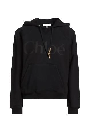 Chloé Cotton Letter Print Hooded Sweatshirt - Black