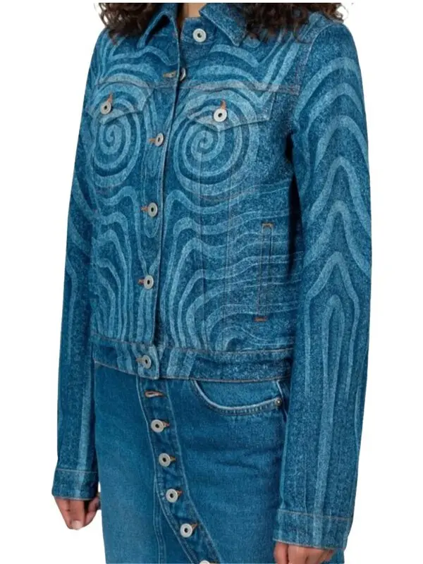 JEAN PAUL GAULTIER Swirl-pattern Denim Jacket - Blue