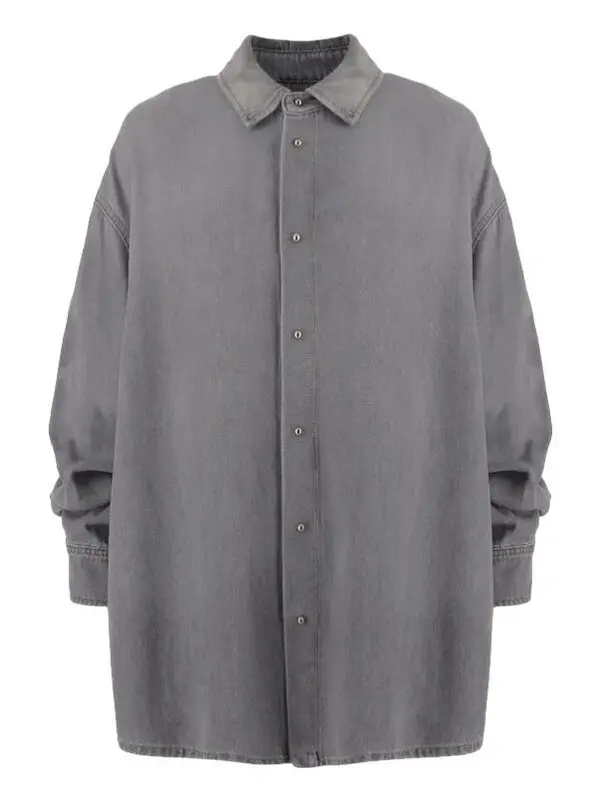 DARKPARK Gathered-sleeve Denim Shirt - Gray