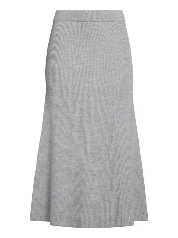 Max Mara Lightweight Wool Ribbed Knit Skirt - Grey