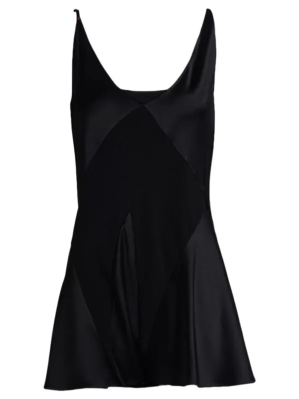 MAISON MARGIELA Satin-paneled Slip Mini Dress - Black
