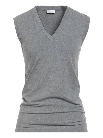 Brunello Cucinelli Sleeveless V-neck Jersey Top - Gray