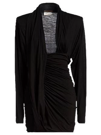 Saint Laurent Solid Wool Dress - Black