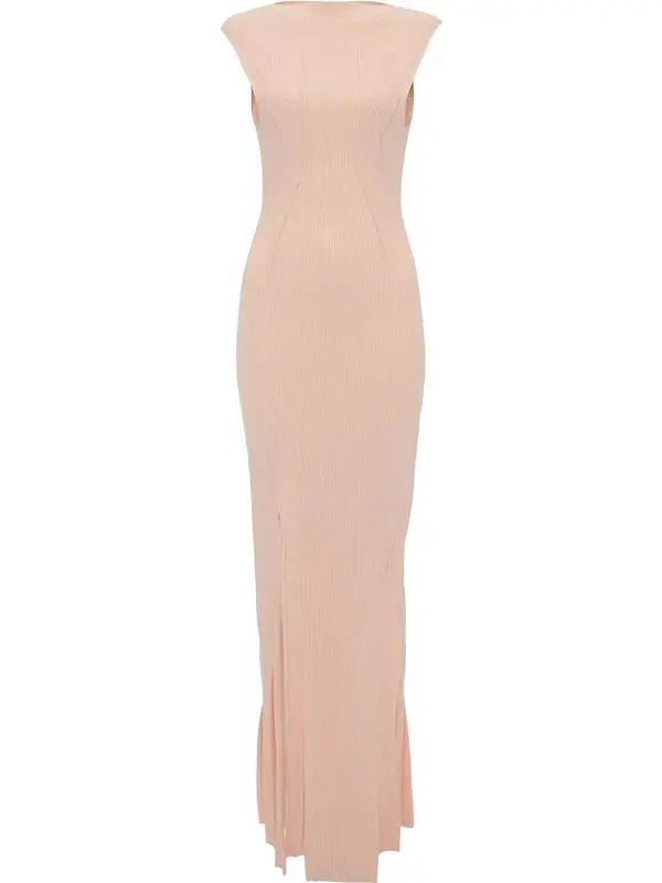 Victoria Beckham Sleeveless Plait Detail Maxi Dress - Nude