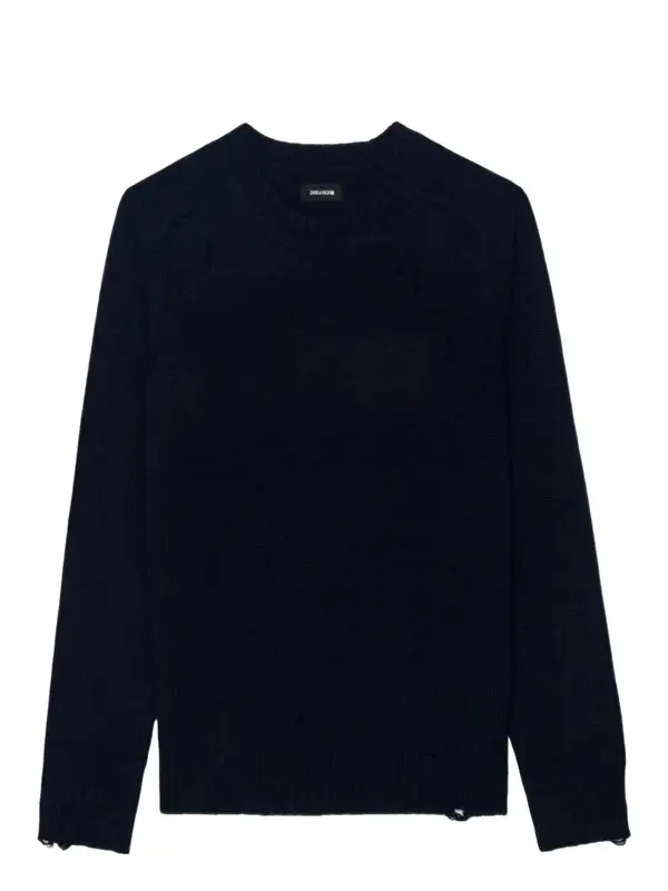 Zadig&Voltaire Distressed Crew Neck Long Sleeve Sweater - Black