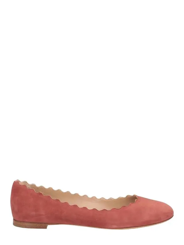 Chloé Suede Scalloped Ballet Flats - Brown