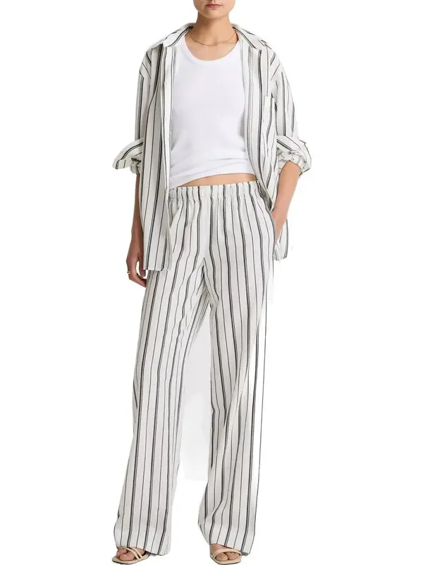 Vince Striped Wide-leg Trousers - White
