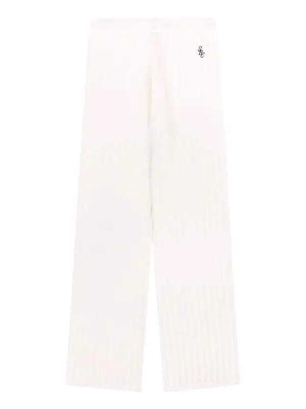 SPORTY  RICH Sporty & Rich Ribbed Knit Straight Leg Trousers - No