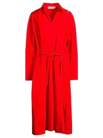 Marni Long-sleeve Poplin Dress - Red