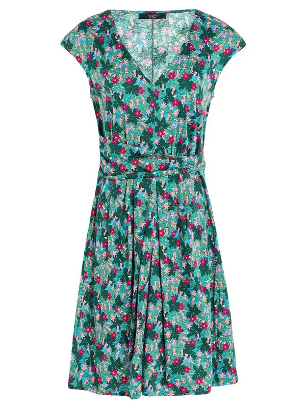 Max Mara Floral Print V-neck Short-sleeve Dress - Blue