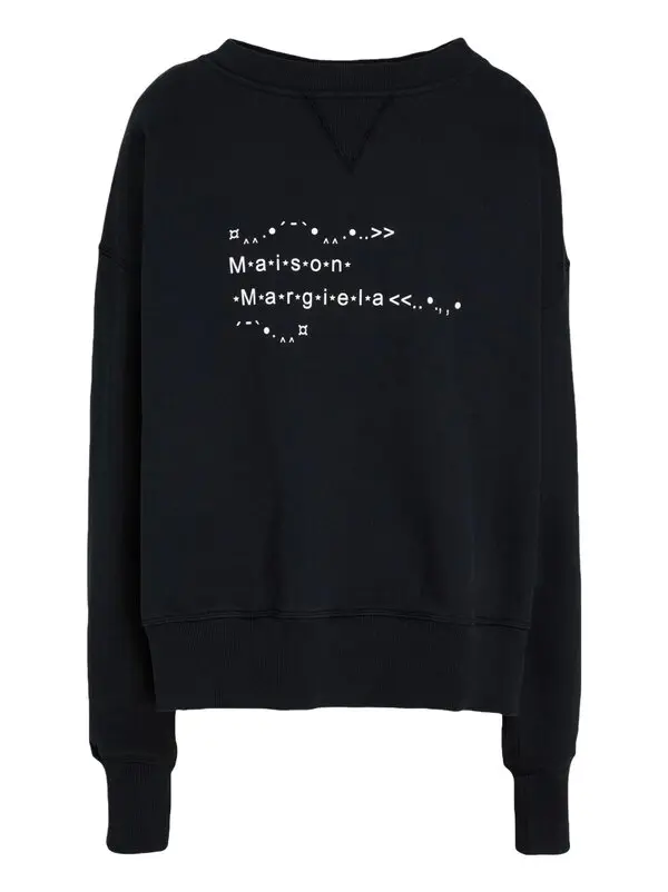 MAISON MARGIELA Crewneck Sweatshirt With Logo Print - Black